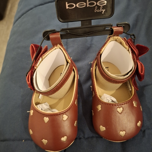 bebe | Shoes | Bebe Baby Dark Cranberry Color Heart Dress Shoes With ...